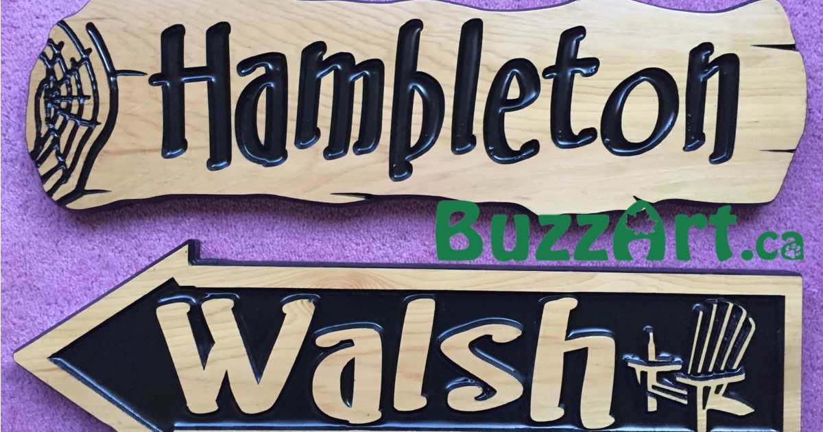 1 sq ft Wood engraved cottage signs and home addresses signs - Buzz Art