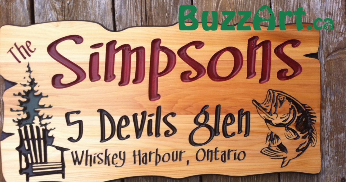 2 sq ft Wood engraved cottage signs and home addresses signs - Buzz Art