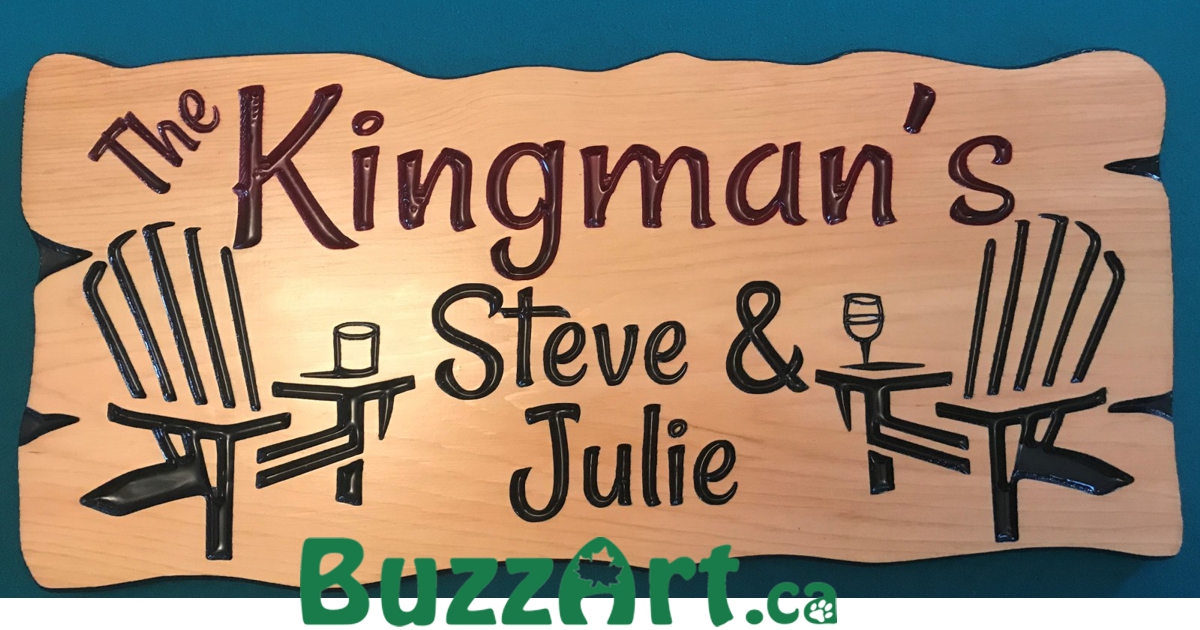 Custom Wood engraved outdoor signs cottage, home and business - Buzz Art