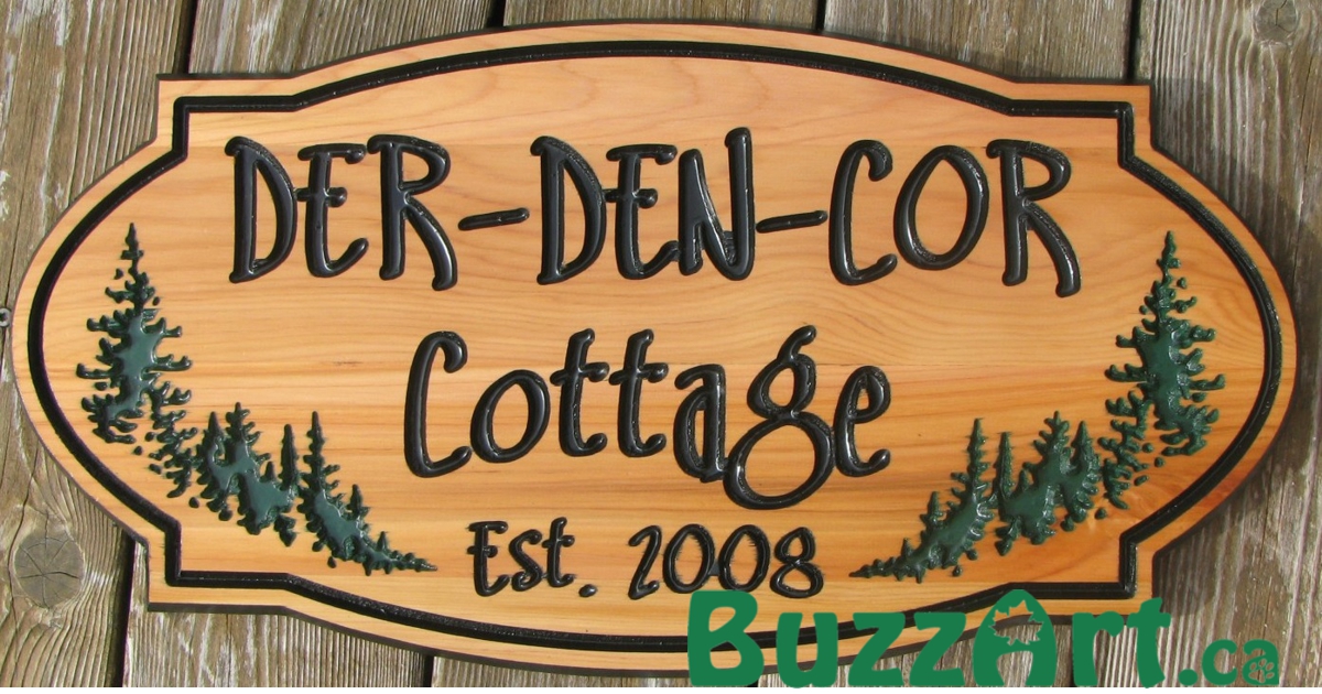Wooden engraved carved outdoor signs for cottage, home and business ...