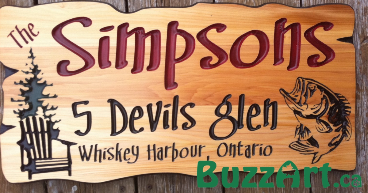 Wooden engraved carved outdoor signs for cottage, home and business ...
