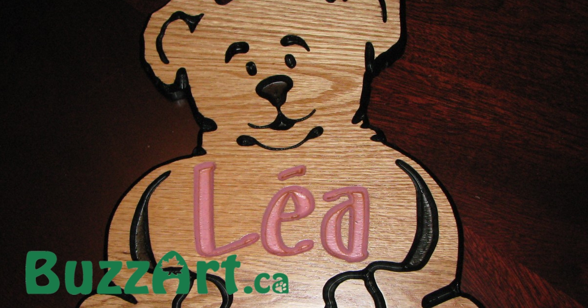 Wood baby room teddy bear door sign teddy bear - Buzz Art